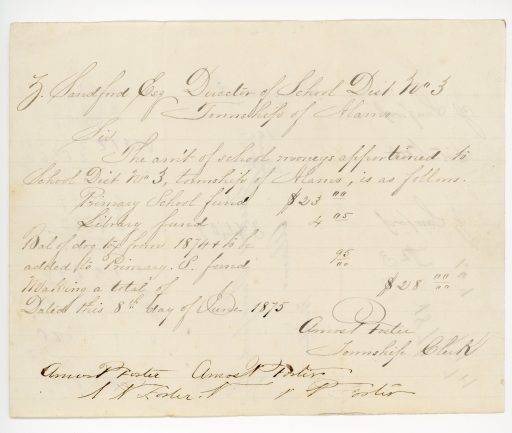 Apportionment statement, 1875 — Kalamazoo Public Library